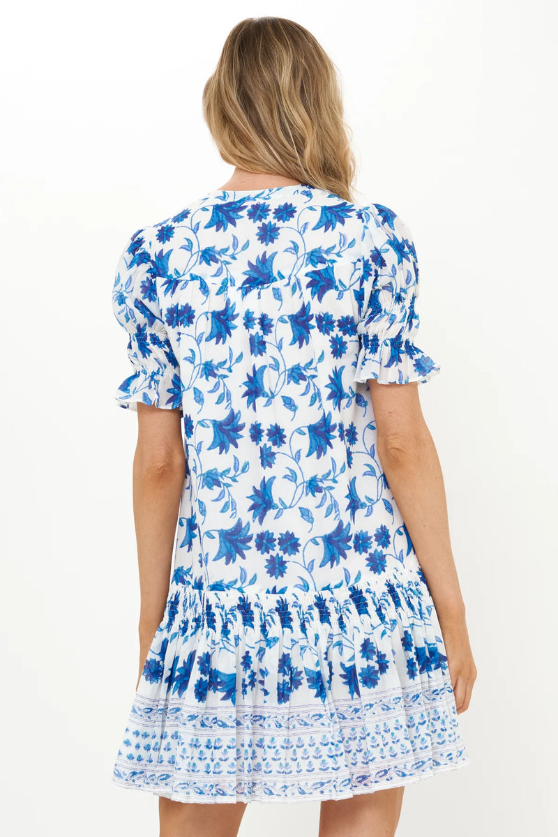 Smocked Drop Mini Dress – Marion Blue
